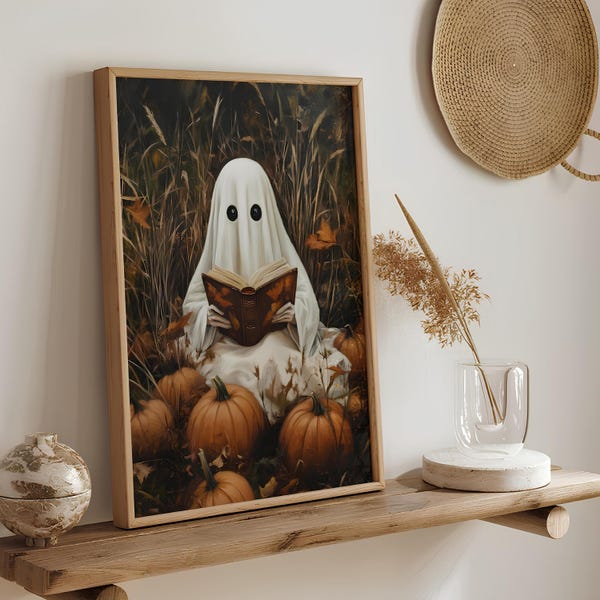 Cute Ghost Printables Set of 5, Vintage Halloween Wall Decor Print Set ...