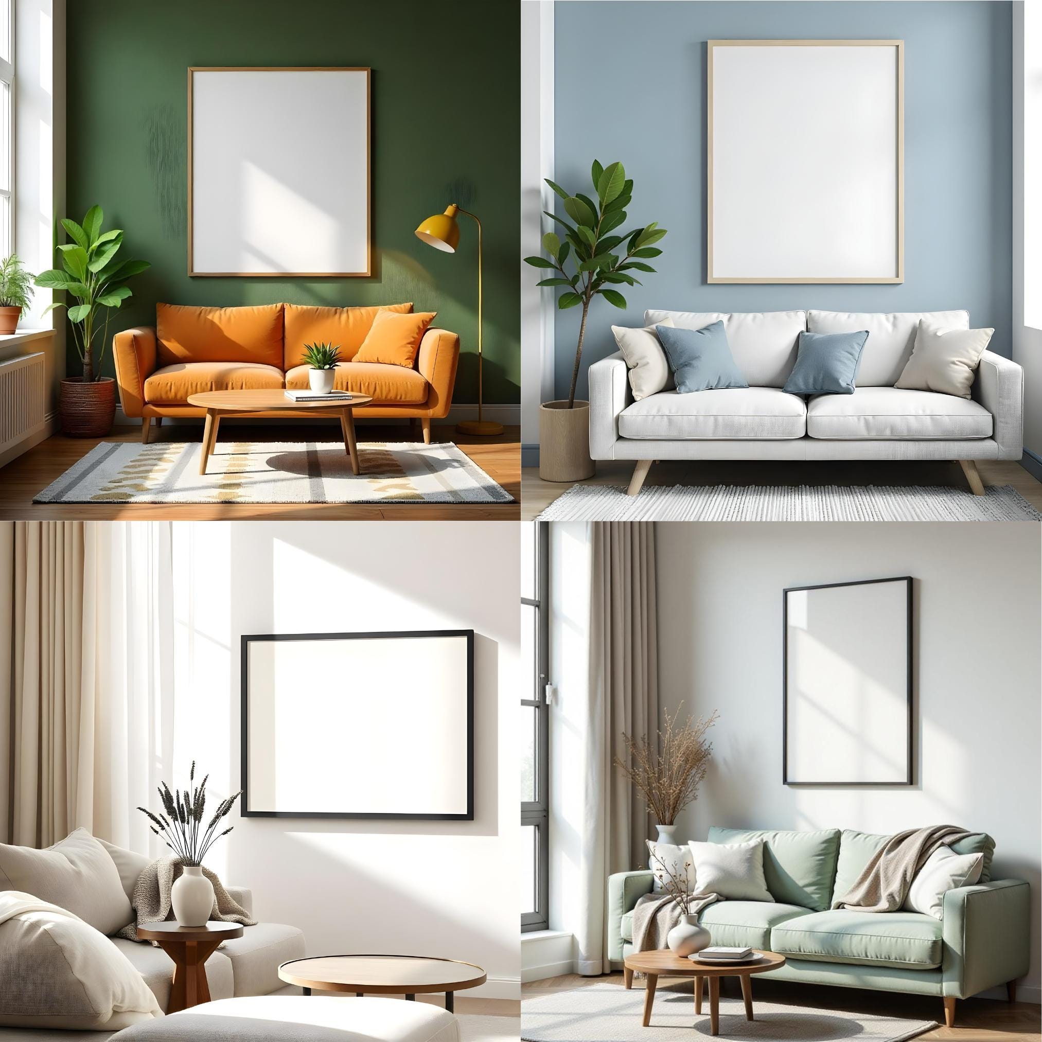 Frames Mockup Bundle Set, Wallart Mockup Bundle, Interior Art Print, Mockup Photopea, Mid ...