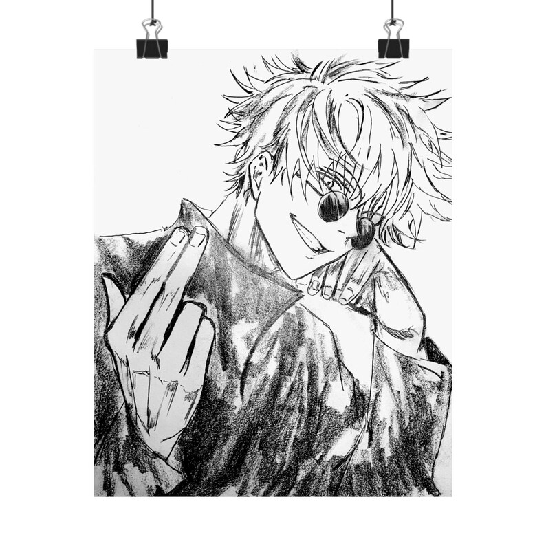 Gojo Sketch Jujutsu Kaisen Vertical Poster, Anime Wall Art Print, Manga ...