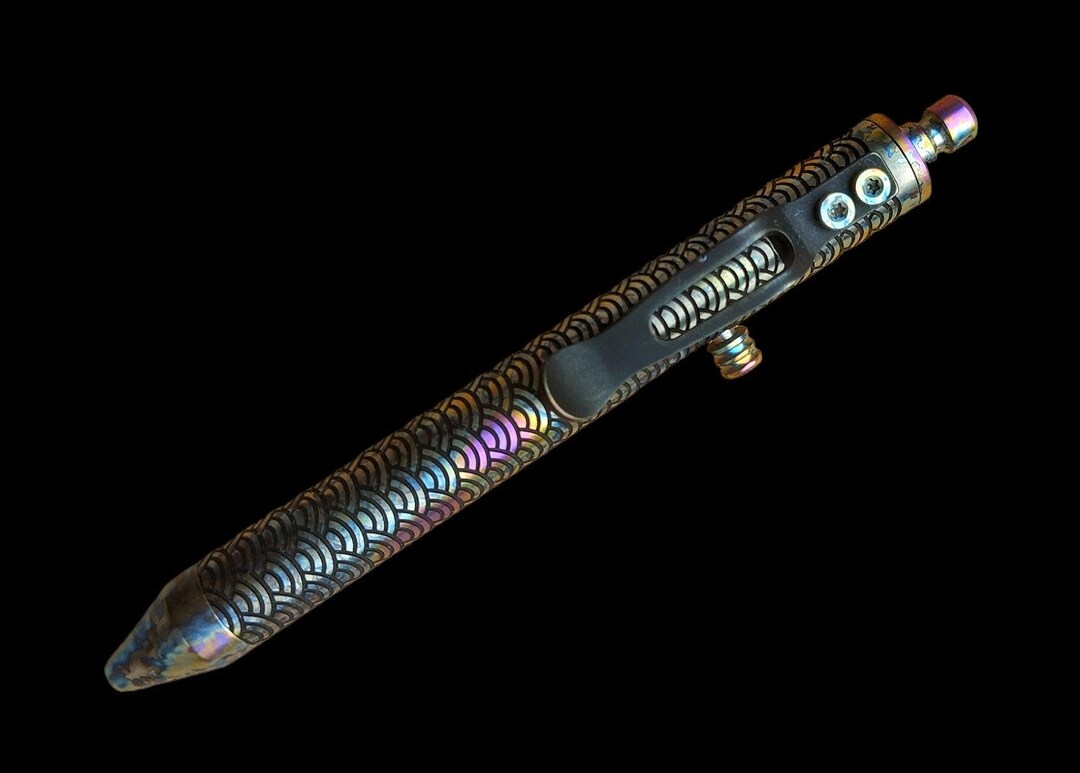 EDC Bolt Action With Japanese Pattern Anodized Titanium Pen medium - Etsy