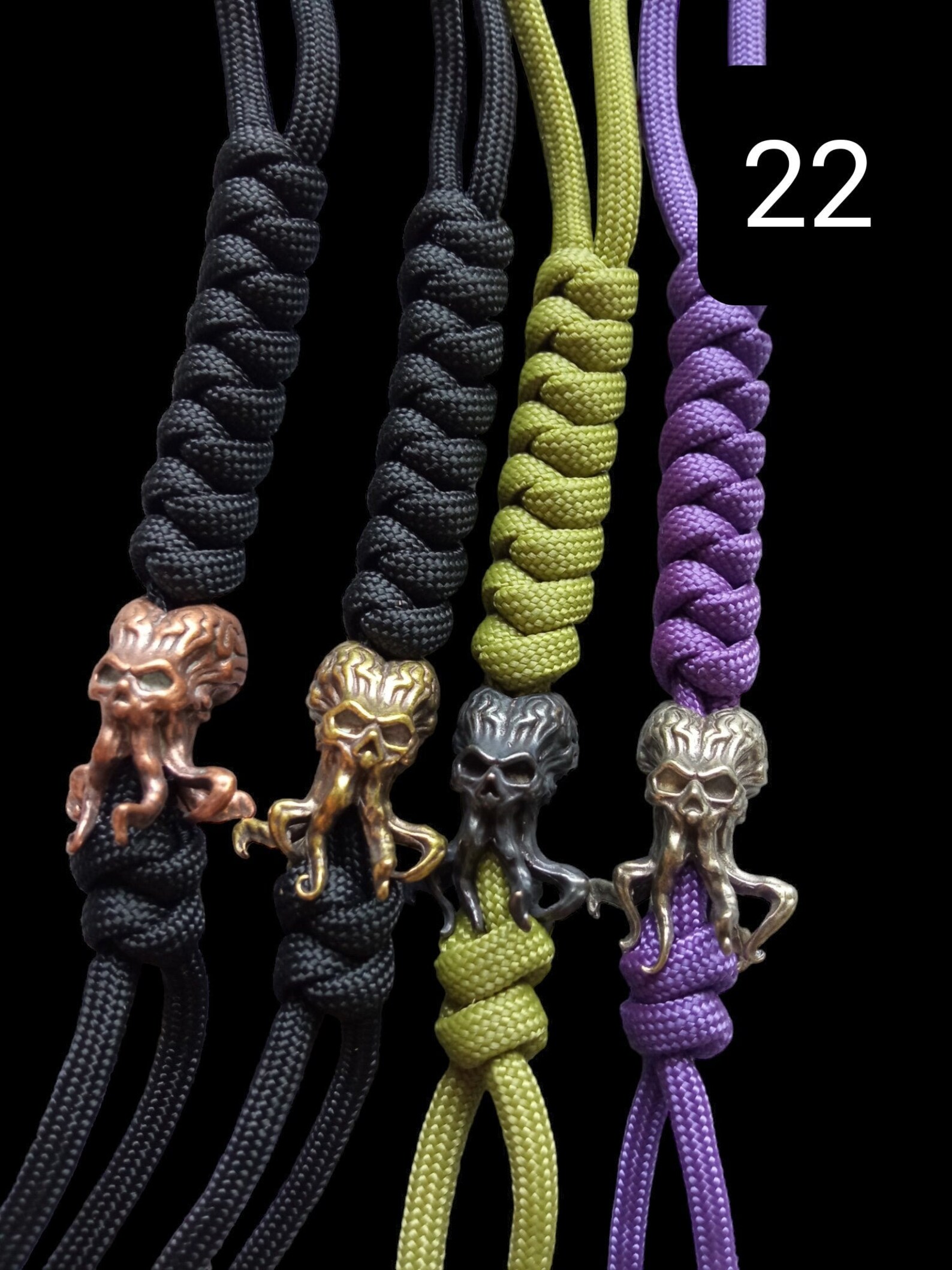 Paracord Lanyard With Solid Brass Octopus Brain Bead large - Etsy