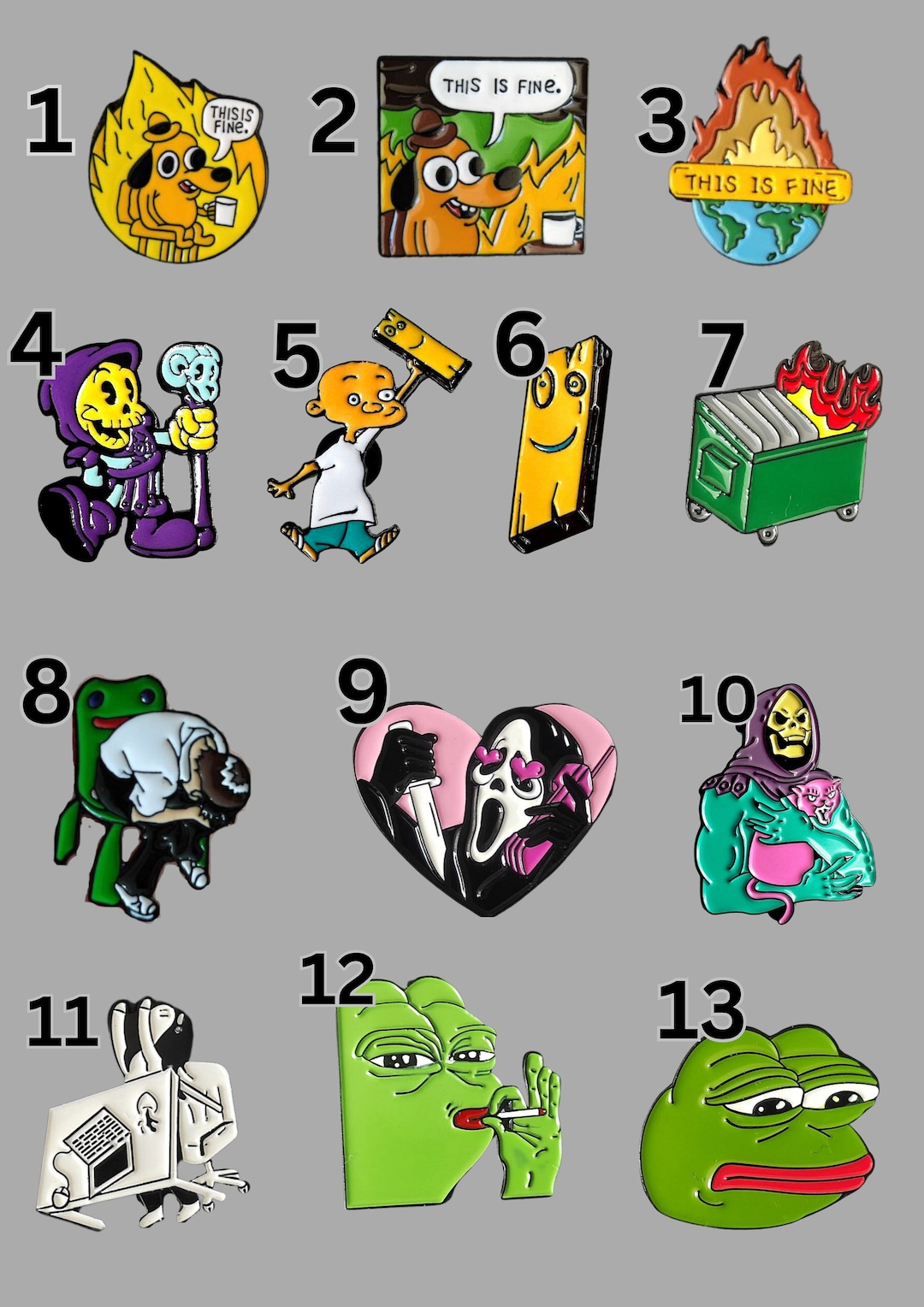 PINS Cute Characters Soft Enamel Funny Meme Lapel Pin Badges - Etsy