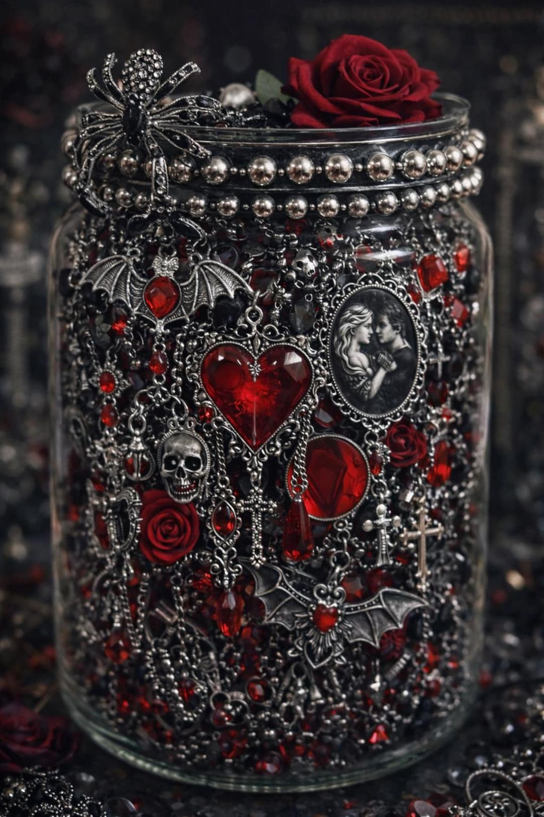 Gothic Jewelry Jar, Curated Jewelry Set, Dark Aesthetic Jewelry ...
