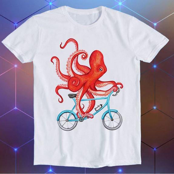 Octopus on A Bicycle Parody Meme Movie Music Cool Funny Gift T Shirt ...