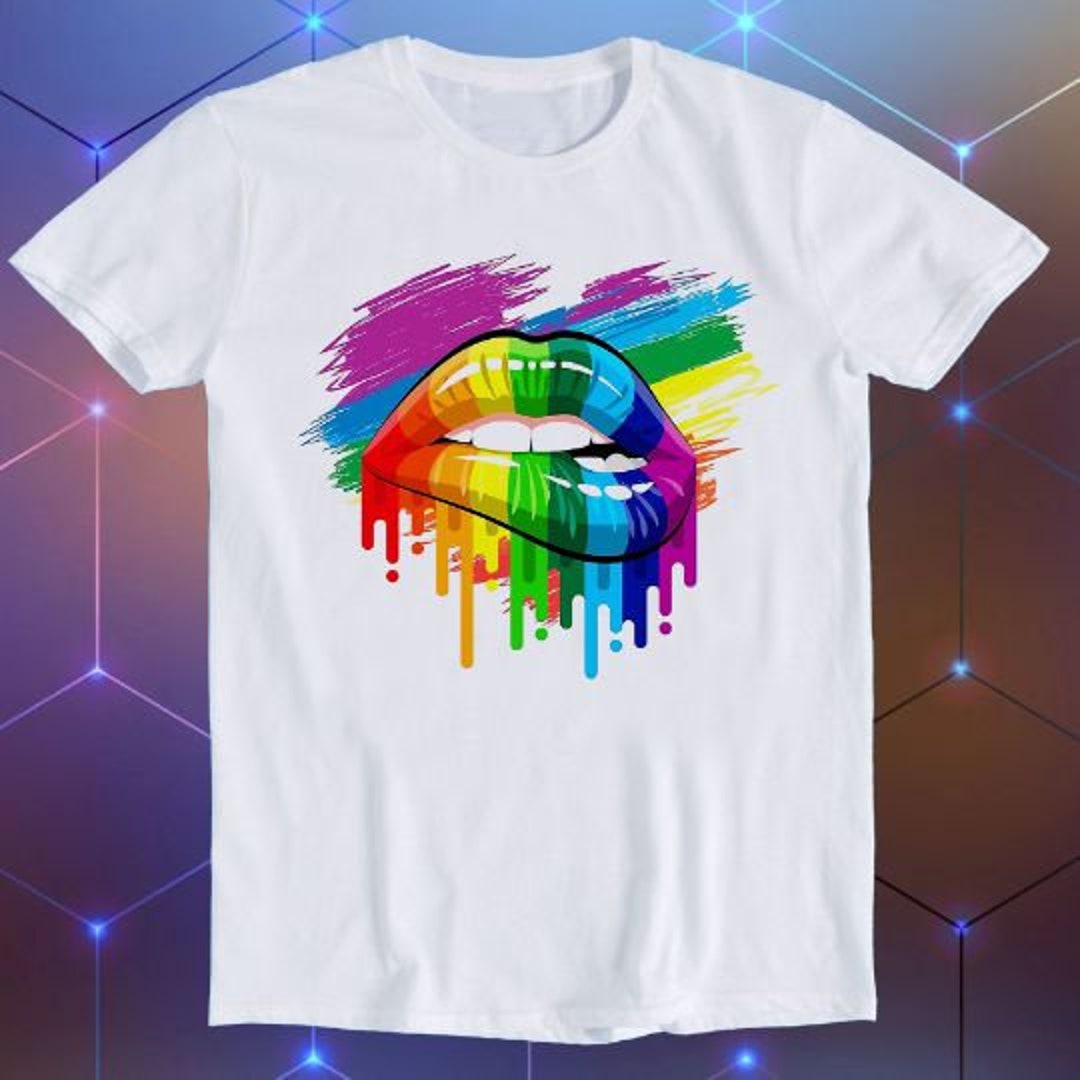 Rainbow Pride Lips Lgbt Proud Gay Soho London Art Funny Gift T Shirt ...
