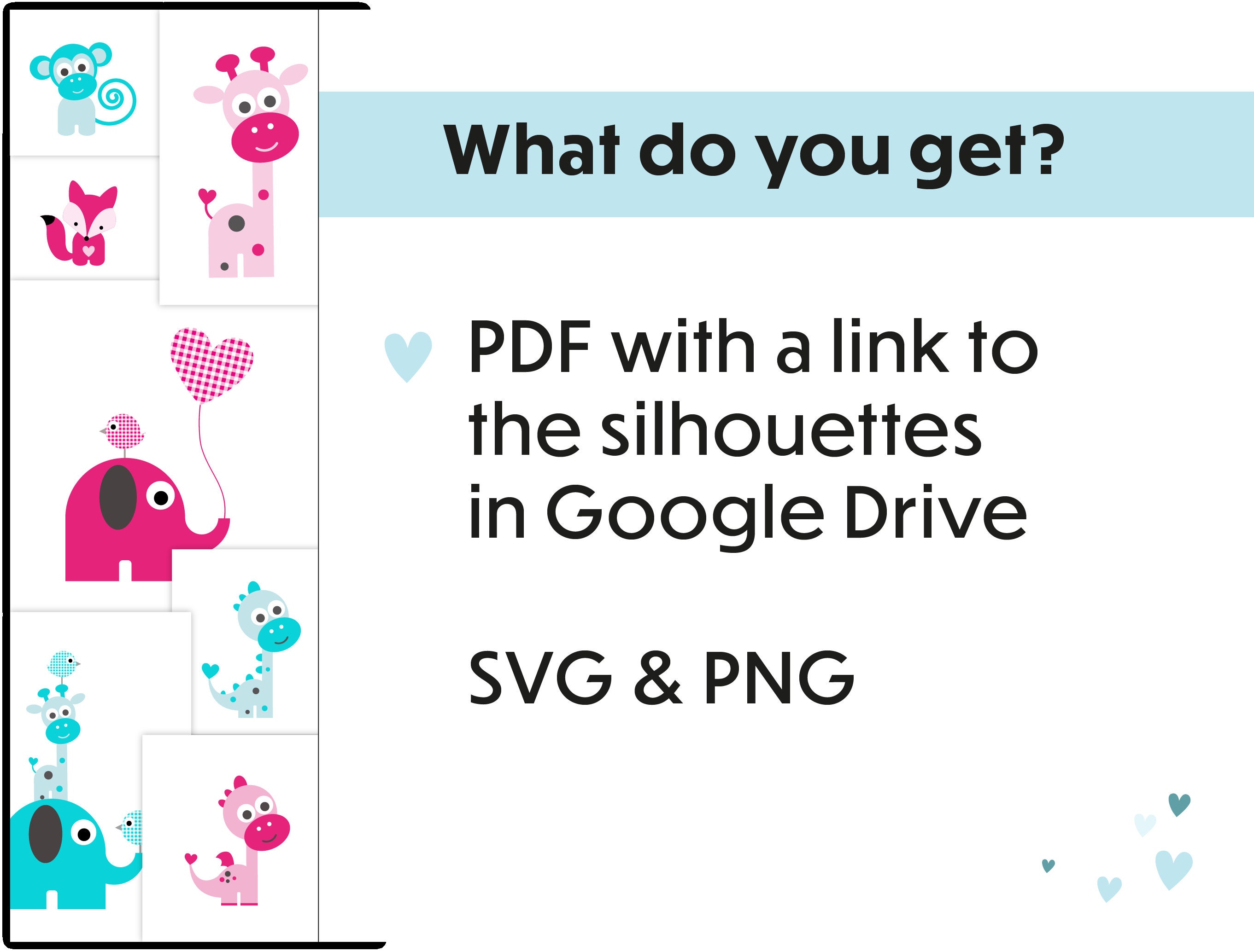 16x Clip Art Animals Blue Pink , PNG, SVG, Clipart, Instant Download - Etsy