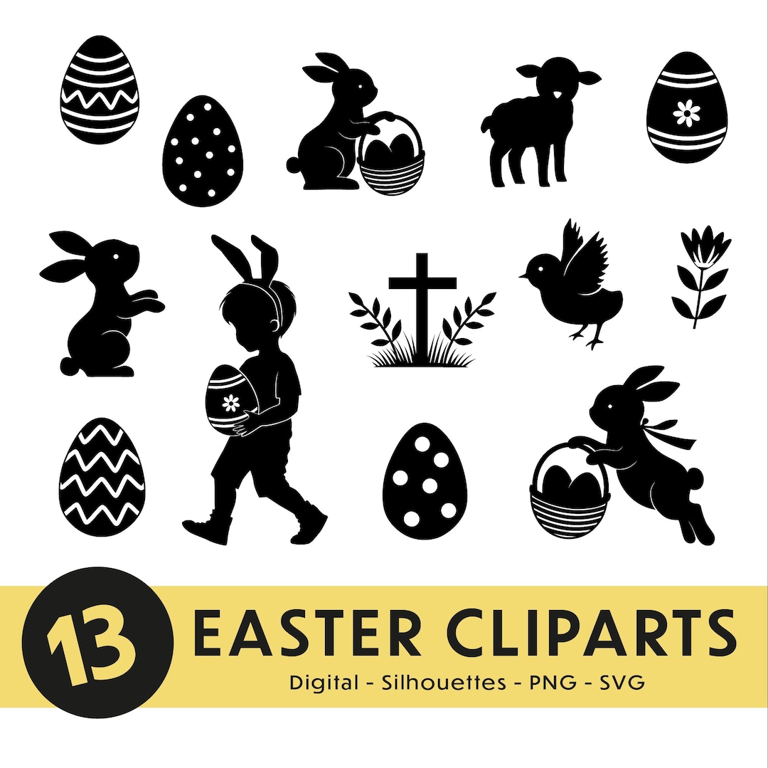 13 Easter Silhouettes, PNG, SVG, Cliparts, Instant Download - Etsy