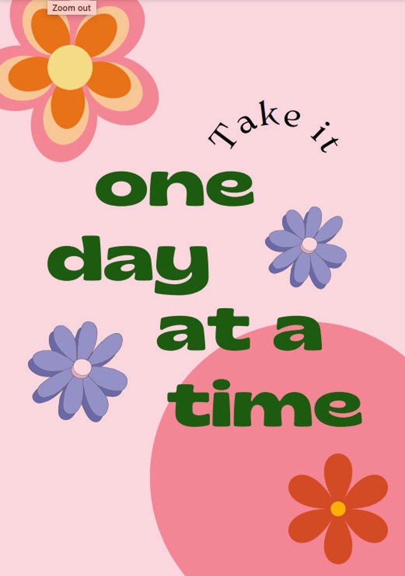 Printable Mental Health Poster One Day at A Time - Etsy