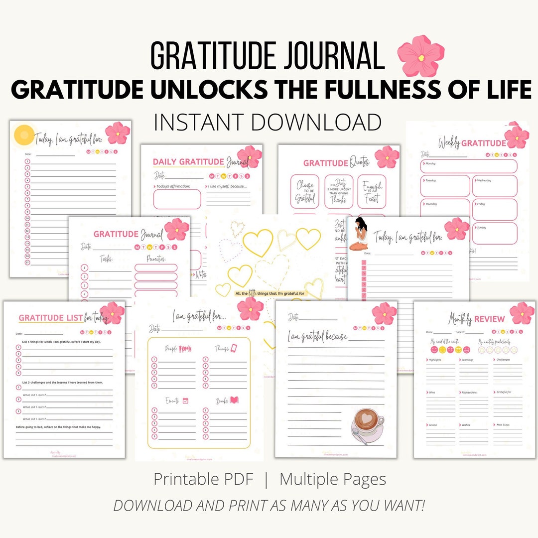 Printable Gratitude Journal-self-care Meets Inspiration.22 - Etsy