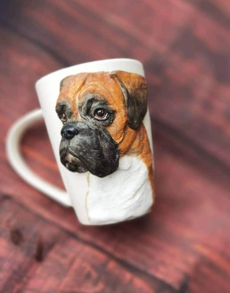 Custom Pet Mug - Personalized Polymer Clay Dog Mug - 3d Portrait ...