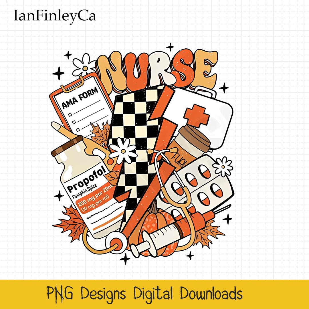 Fall Nurse Cute Png, Nursing Png, Nurse Pumpkins Png, Retro Nurse Bow ...