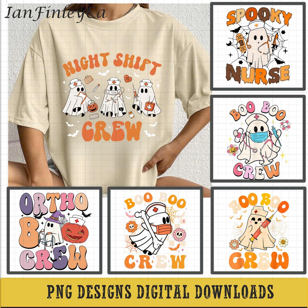 6 Boo Boo Crew Nurse Halloween Png, Spooky Nurse Bundle, Trick or Stick ...