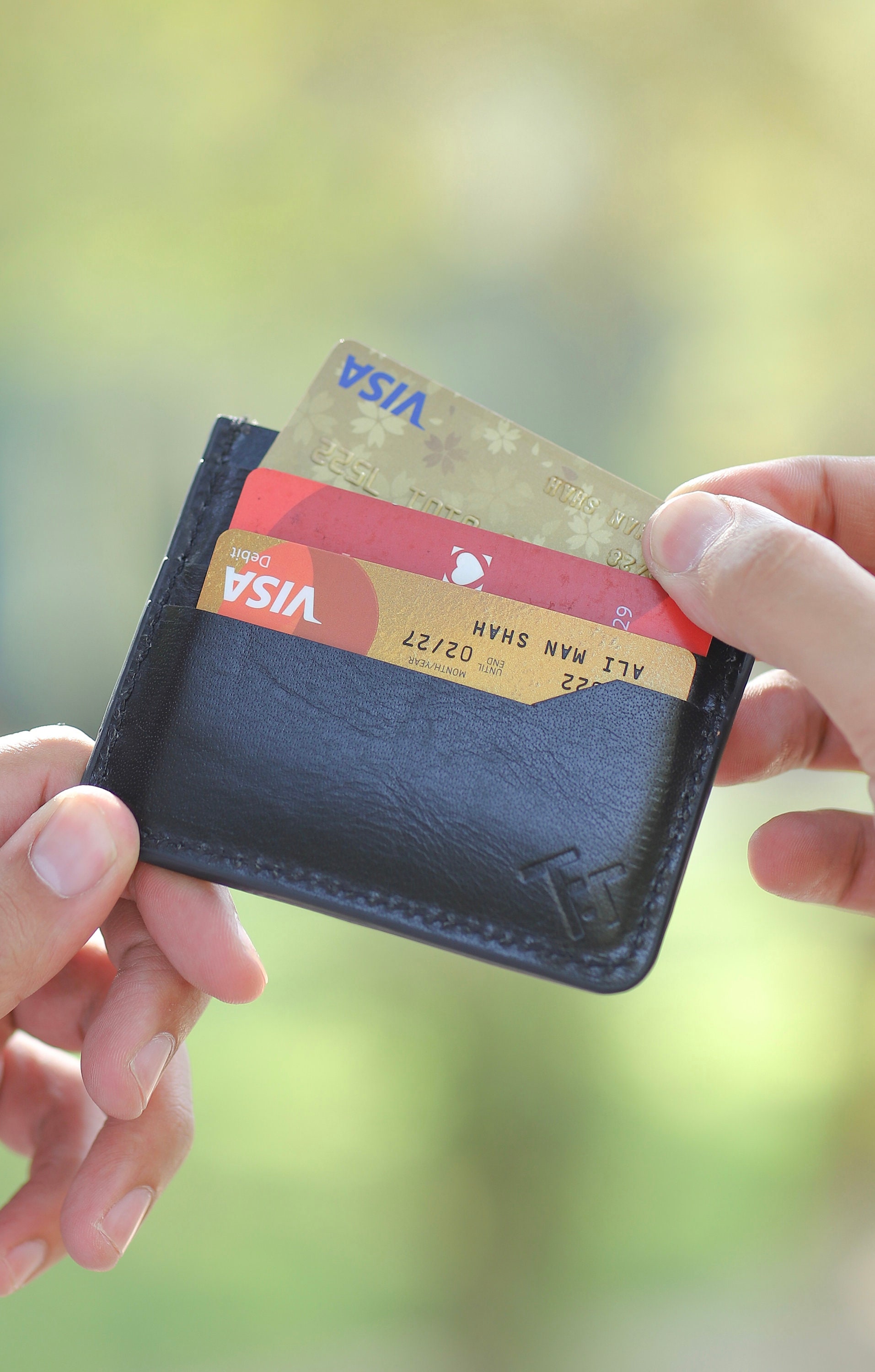 Slim Leather Card Holder for Men, Id Card Holder, Front Pocket Credit ...