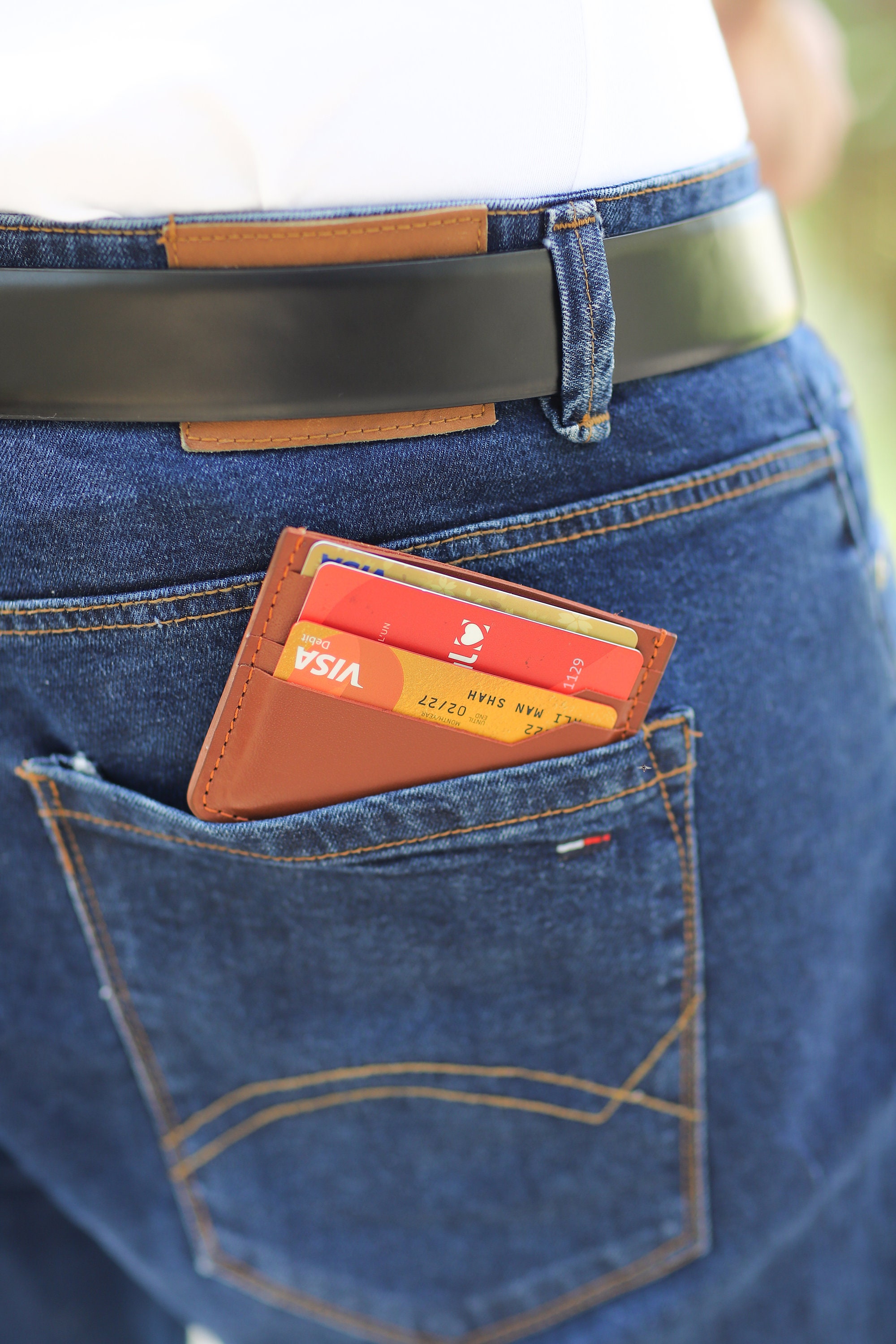 Slim Leather Card Holder for Men, Id Card Holder, Front Pocket Credit ...