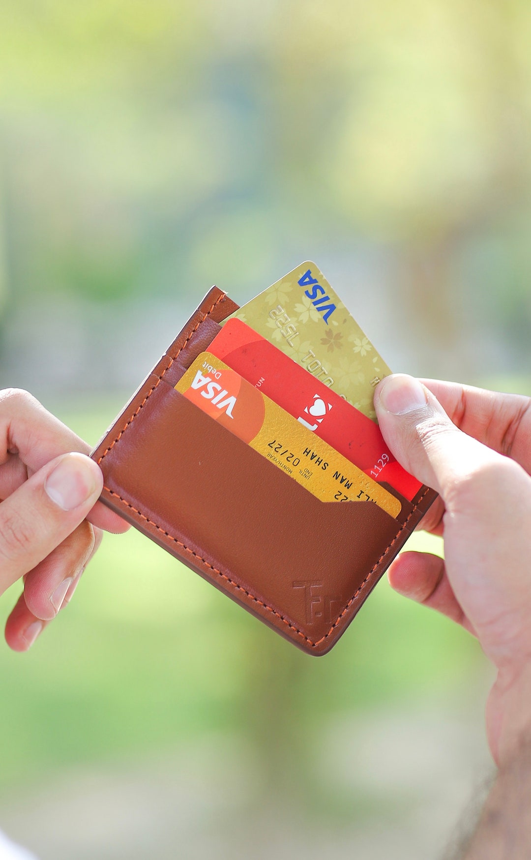 Slim Leather Card Holder for Men, Id Card Holder, Front Pocket Credit ...