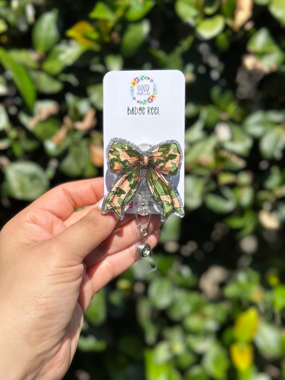 Camo Bow Badge Reel, Coquette Bow Badge Reel, Army Badge Reel, Military ...