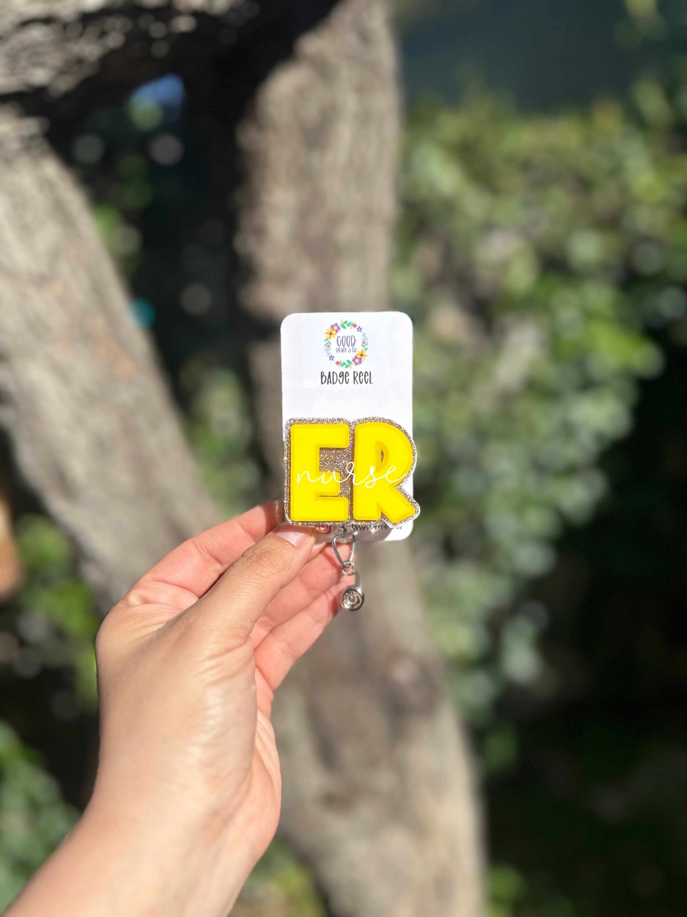 ER Badge Reel, ER Tech Badge Reel, Nurse ID Holder, Yellow Badge Reel ...