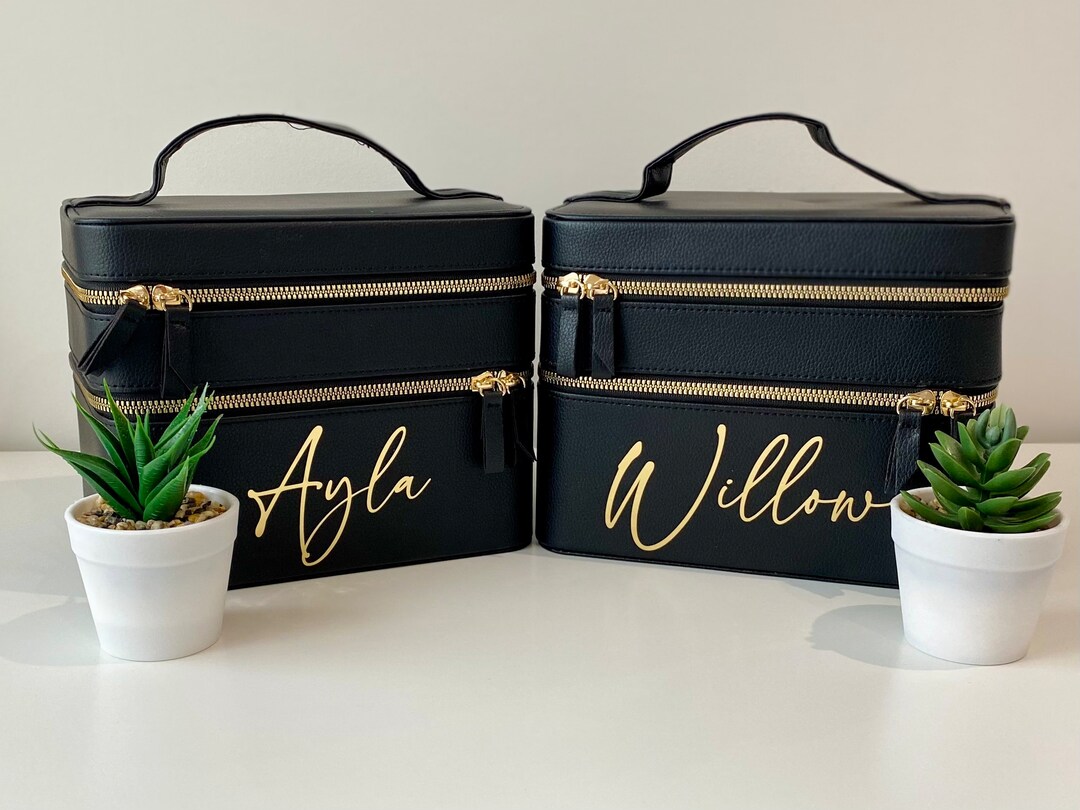 Personalised Double Tier Makeup/cosmetics Case With Mirror | Gift ...