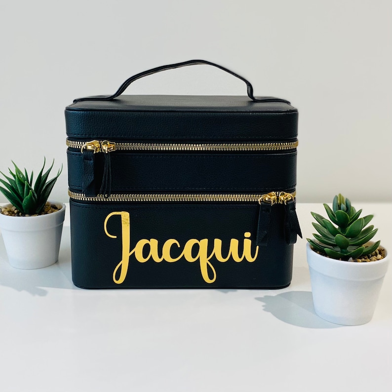 Personalised Double Tier Makeup/cosmetics Case With Mirror | Gift ...