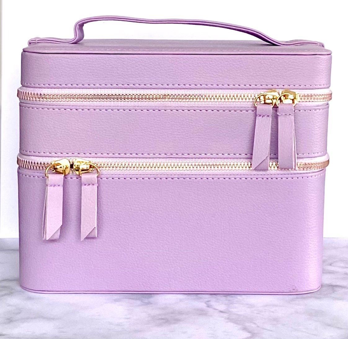 Personalised Double Tier Makeup/cosmetics Case With Mirror Gift Travel ...