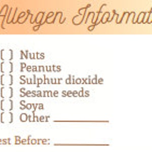 Personalised Allergen Gloss Stickers for Bakes - Allergy Information ...