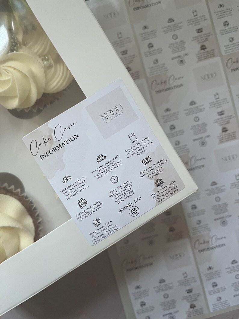 Gloss Personalised Cake Care Information Stickers - Cake Information ...