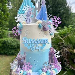 Acrylic Style Personalised Frozen Inspired Layered Cake Topper - Elsa ...