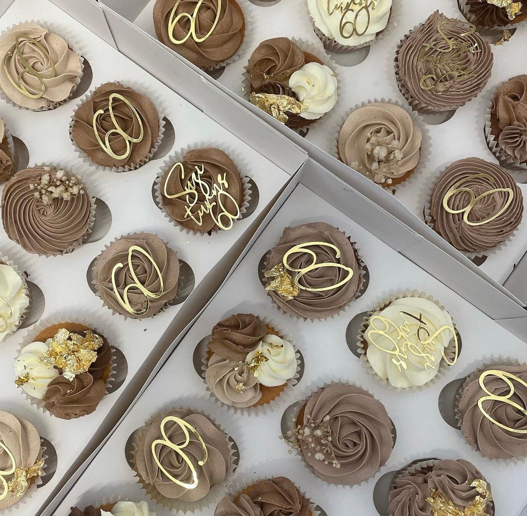 Personalised Cupcake Topper Script Font Name Turns Age & Age Bundle ...