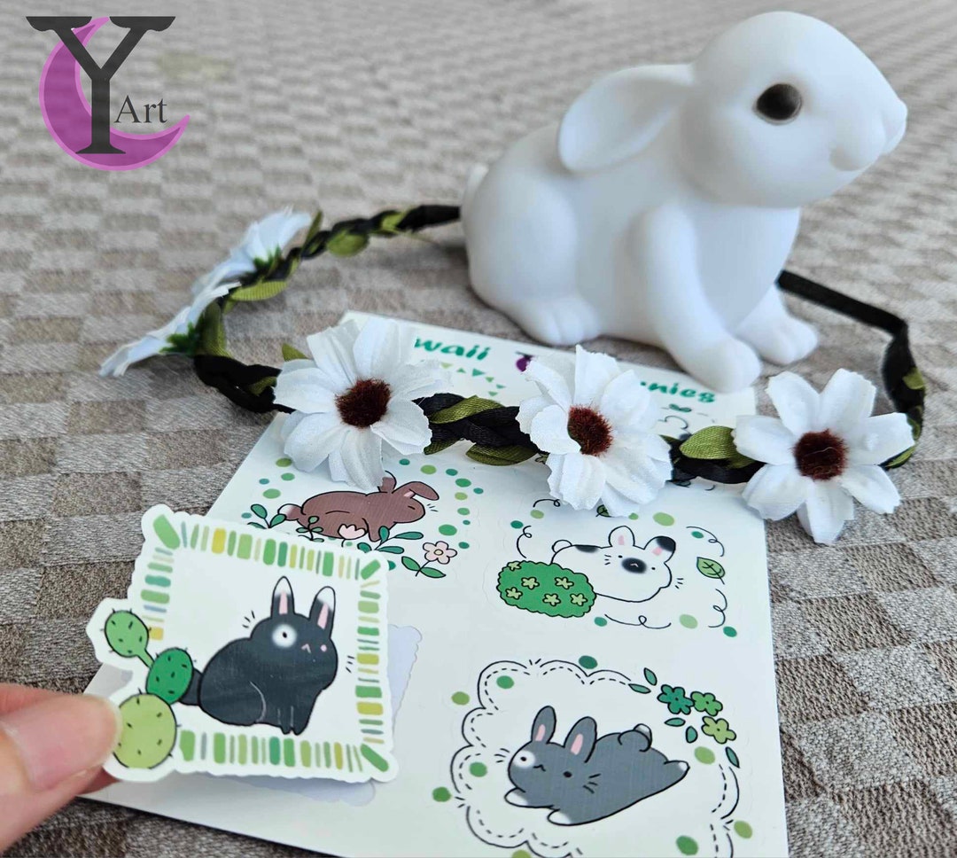 Kawaii Bunny Sticker Sheet | Cute and Friendly | Different Colors and ...