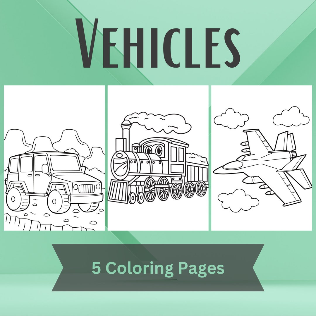5 Vehicles Coloring Pages, , Kids Coloring Pages, Nursery Coloring ...