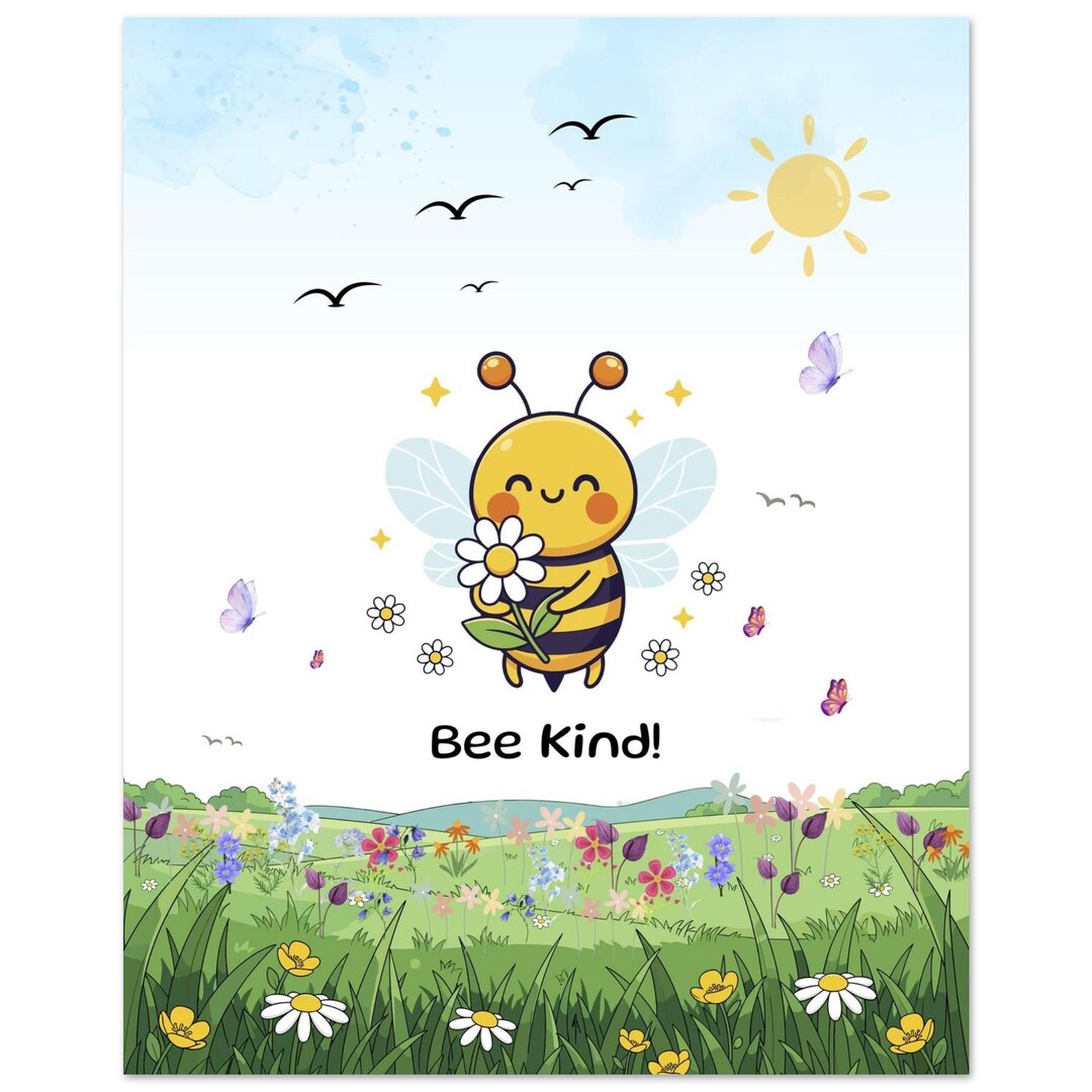 Bee Kind Poster - Adorable Children's Wall Art - Unframed Print - Etsy