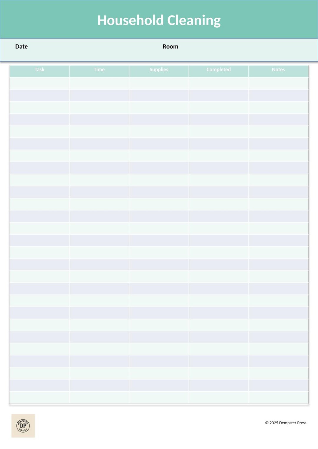Household Cleaning – Logbook – Printable – A4 – Download - Etsy