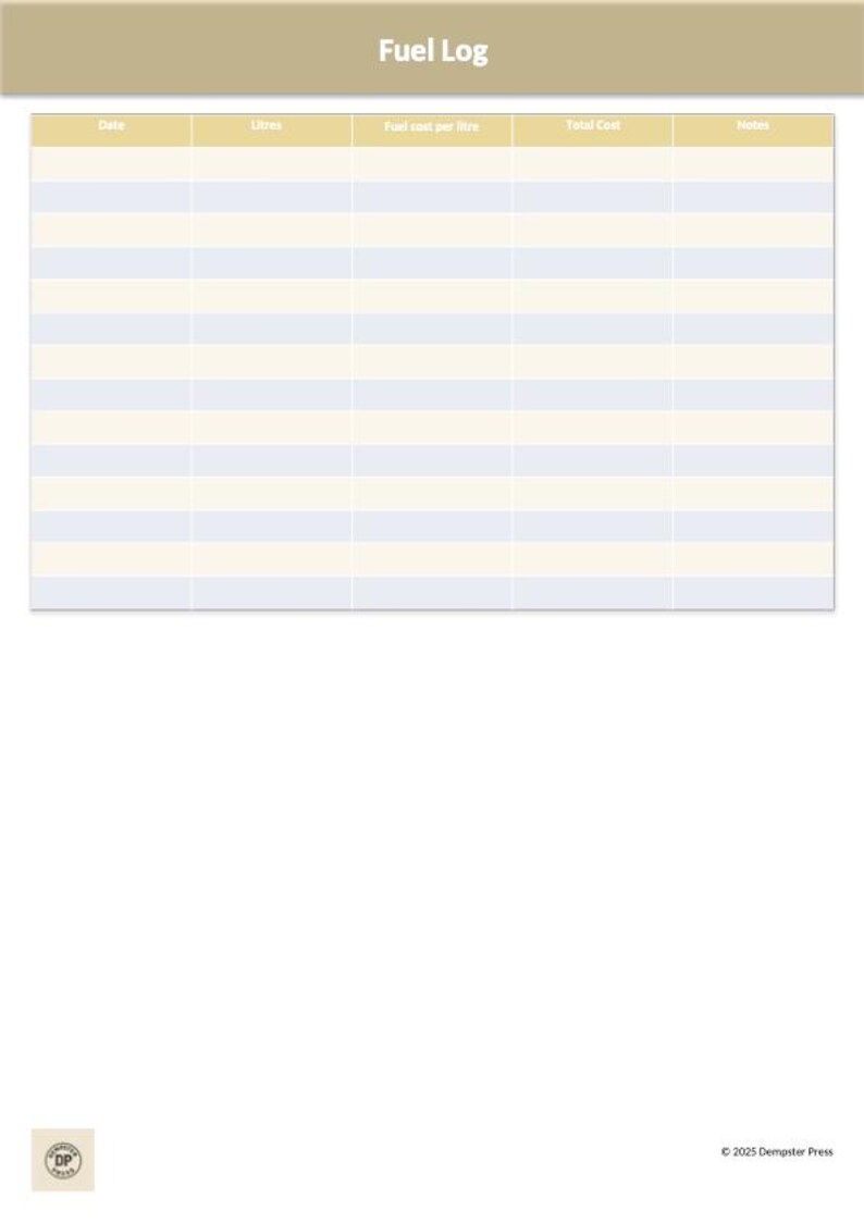Mileage Log – Logbook – Printable – A4 PDF – Download - Etsy