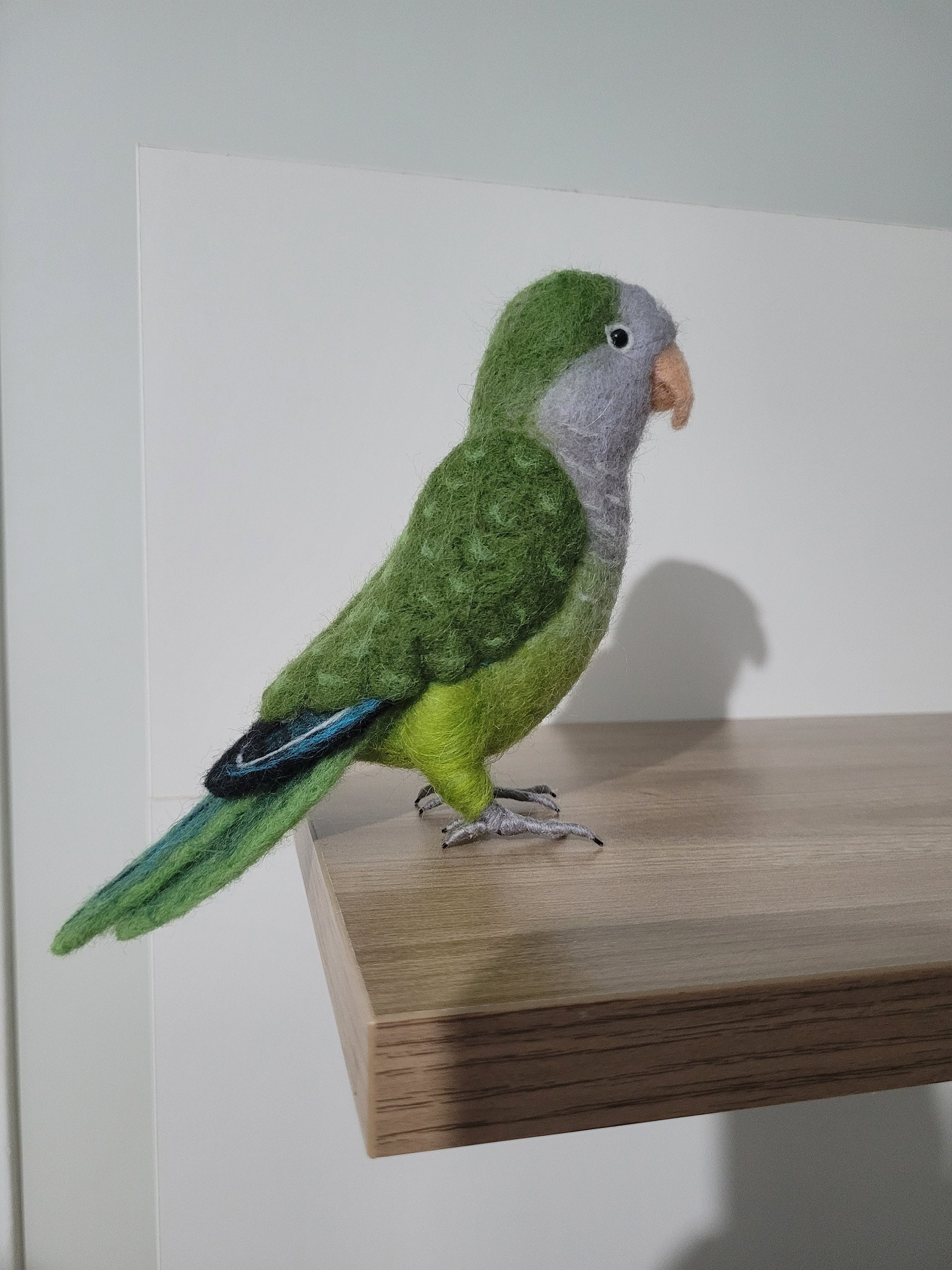 Needle Felted Wool Green Quaker Parrot, Green Parrot, Conure Parrot ...