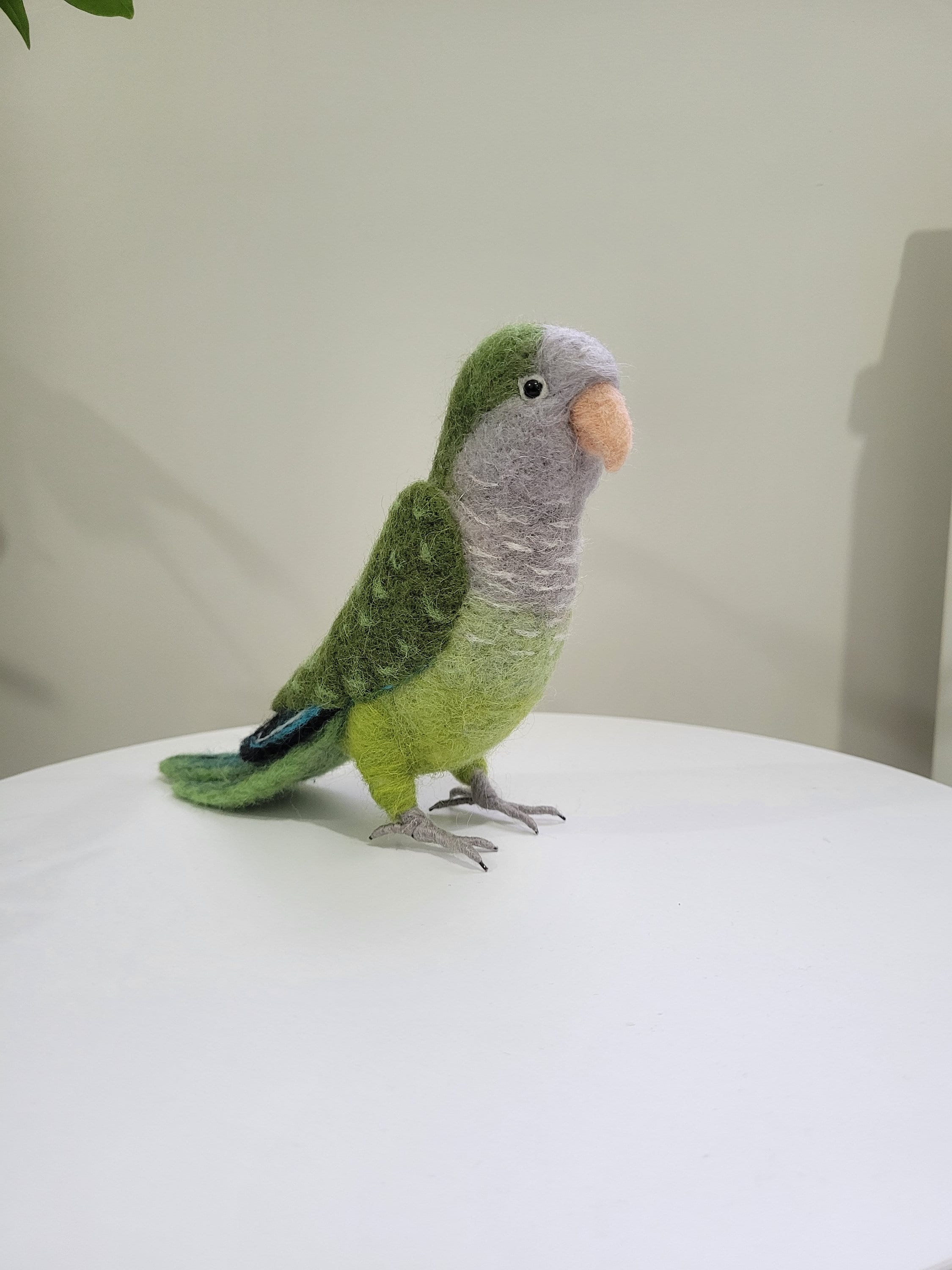 Needle Felted Wool Green Quaker Parrot, Green Parrot, Conure Parrot ...
