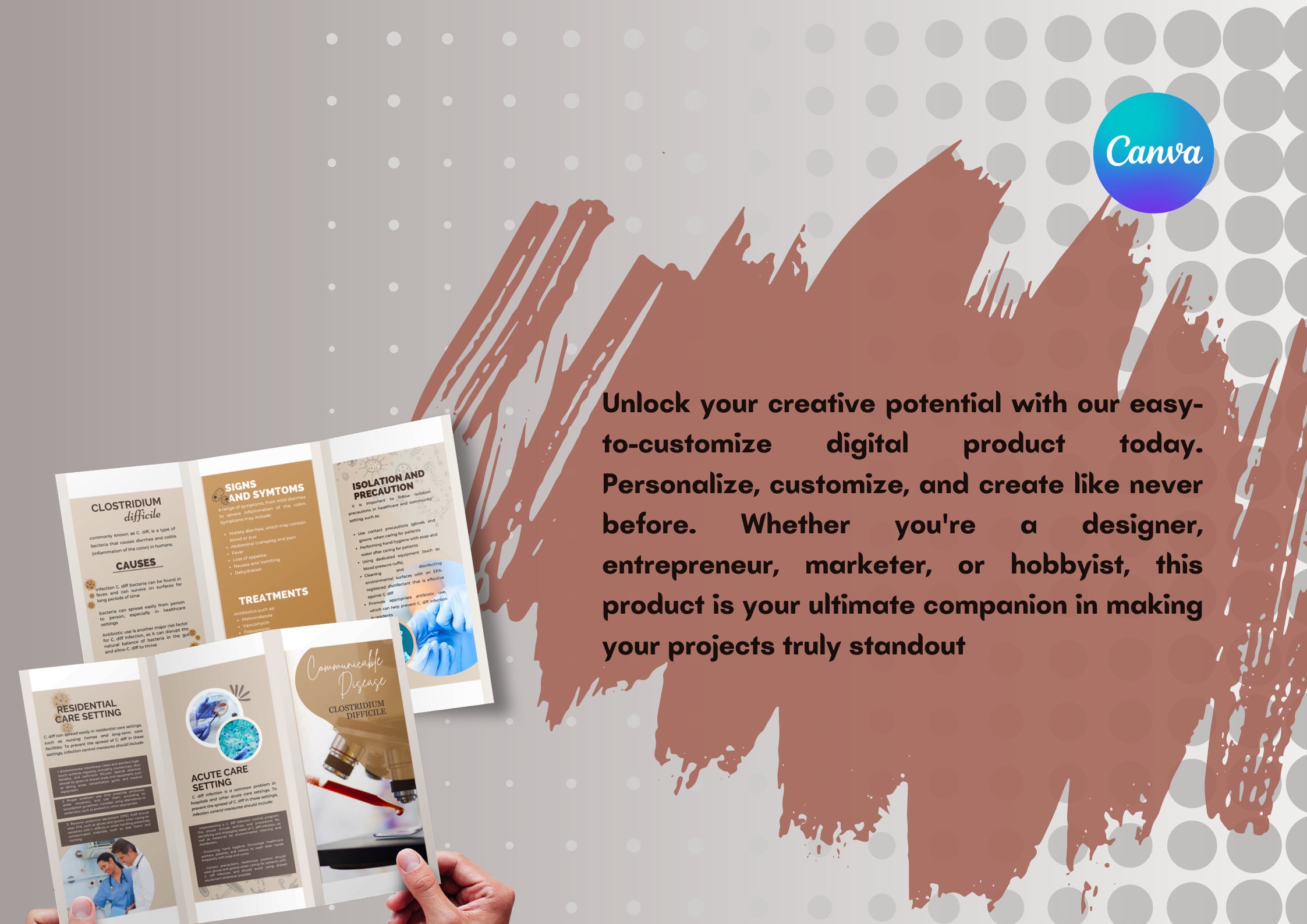 Custom Brochure Digital Design | Brown Palette Trifold Pamphlet Trifold ...