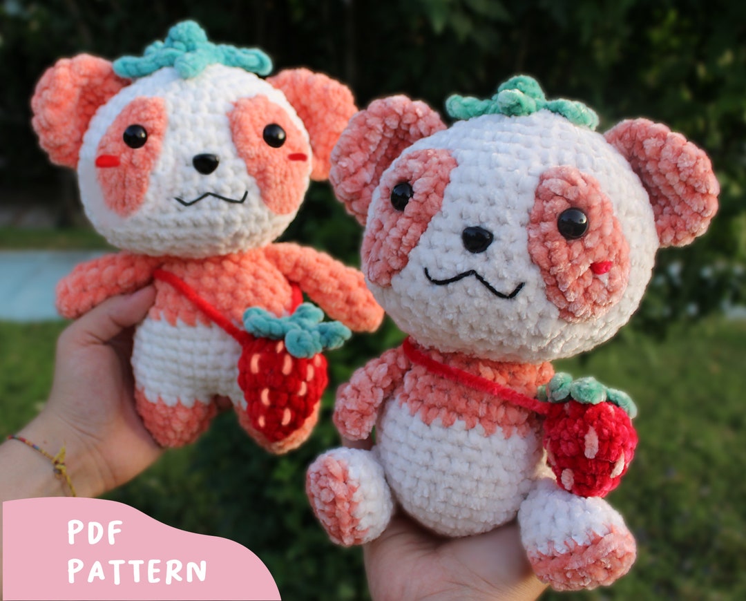Strawberry Panda 2in1 Crochet Pattern Chunky Pandas 2in1 - Etsy