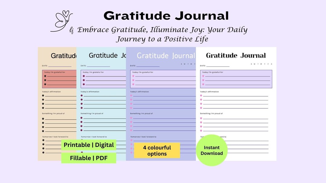 Fillable & Printable PDF Gratitude Journal: A Digital Daily Journal for ...
