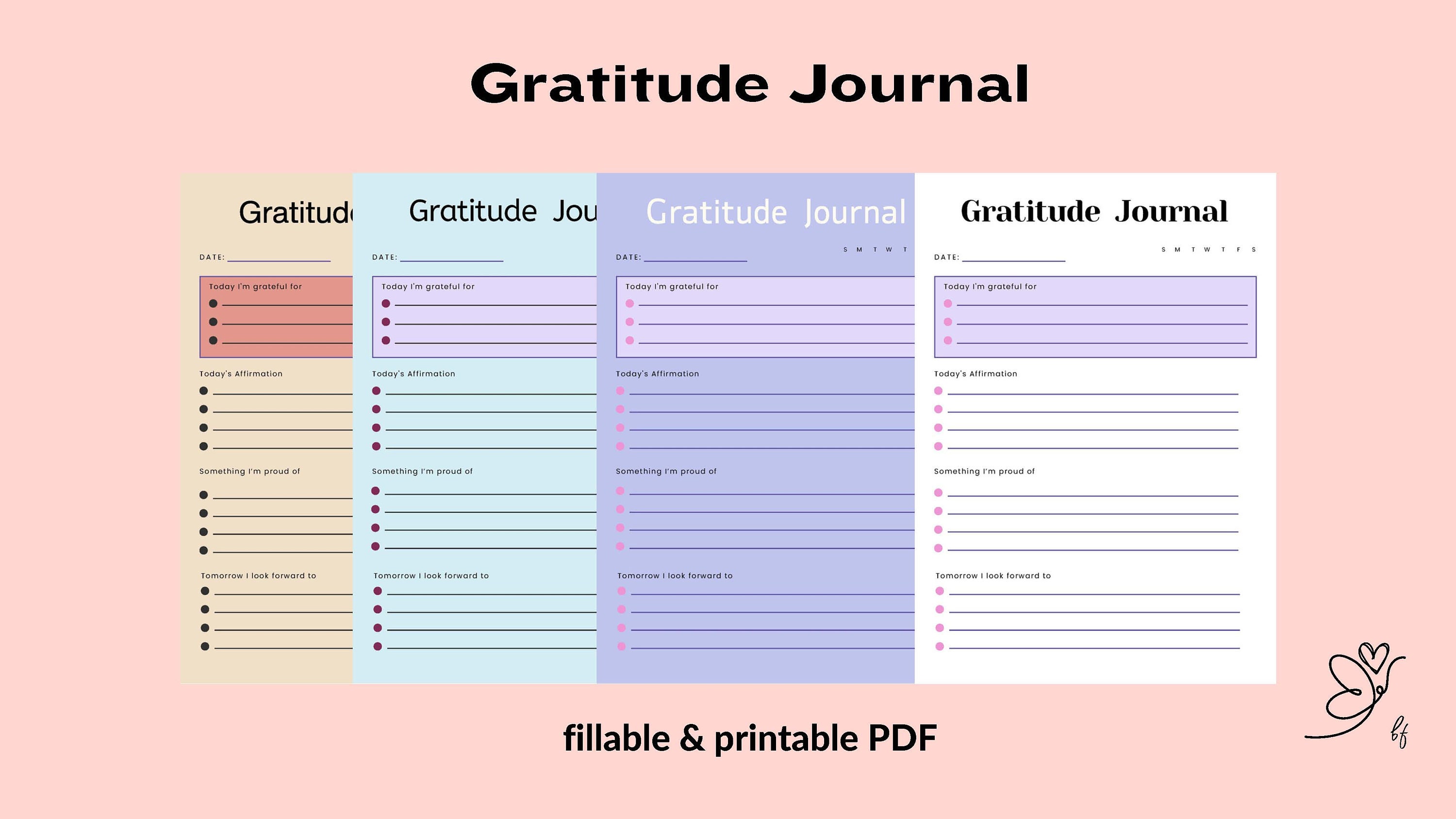 Fillable & Printable PDF Gratitude Journal: A Digital Daily - Etsy