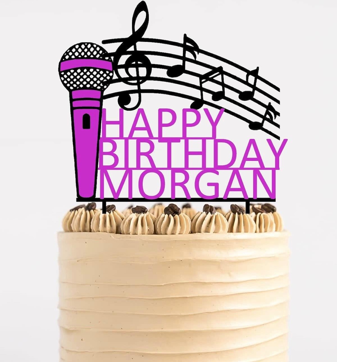 Singer Microphone Cake Topper – Personalised – Custom Birthday Music ...