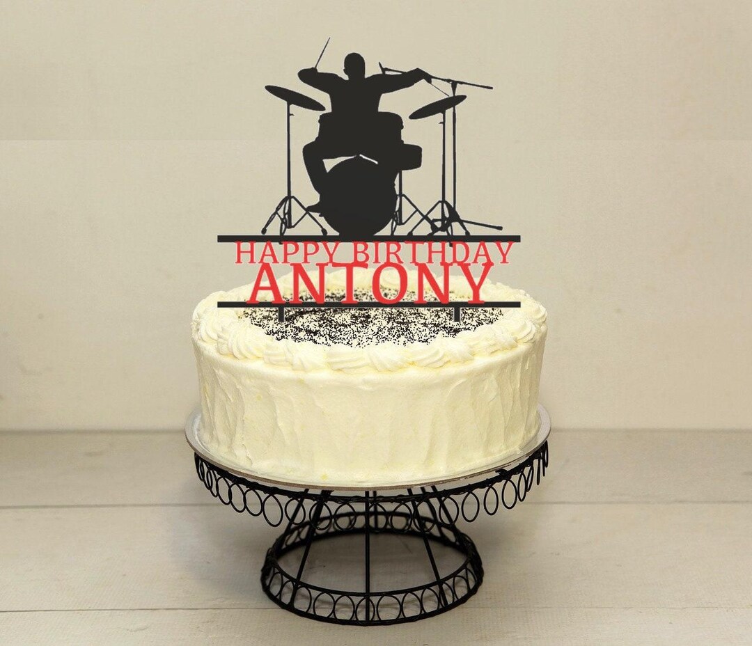 Music Drummer Themed Personalised Custom ANY COLOUR Birthday PLASTIC ...