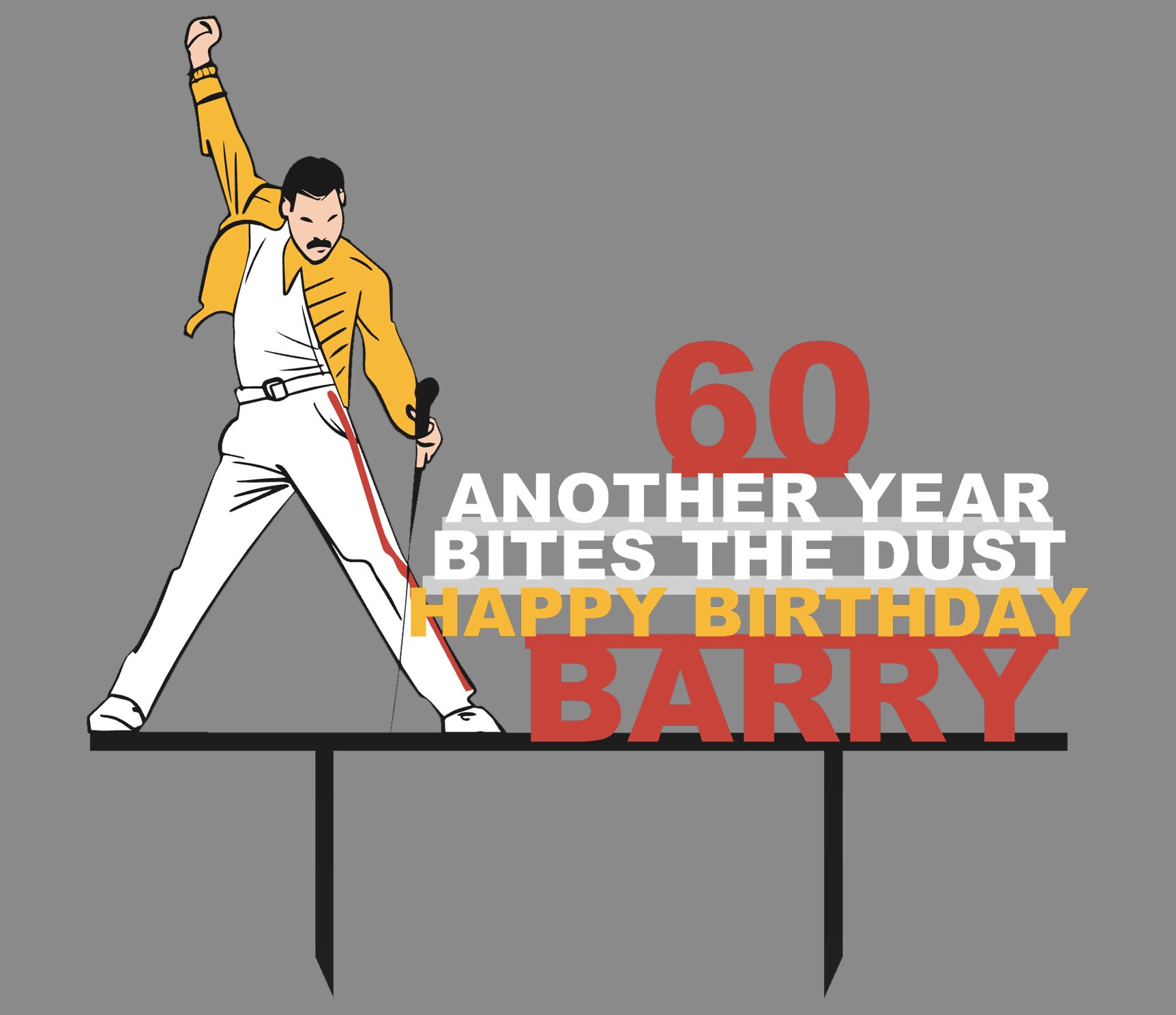 Freddie Mercury Queen Music ANY COLOUR Personalised Custom PLASTIC Cake ...