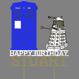 Personalised Doc Who Tardis Dalek Men's Birthday Cake Topper in Custom ...