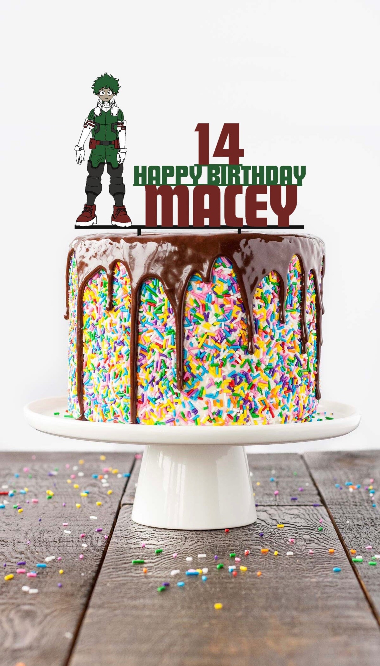 Deku My Hero Anime ANY COLOUR Personalised Custom PLASTIC Cake Topper ...