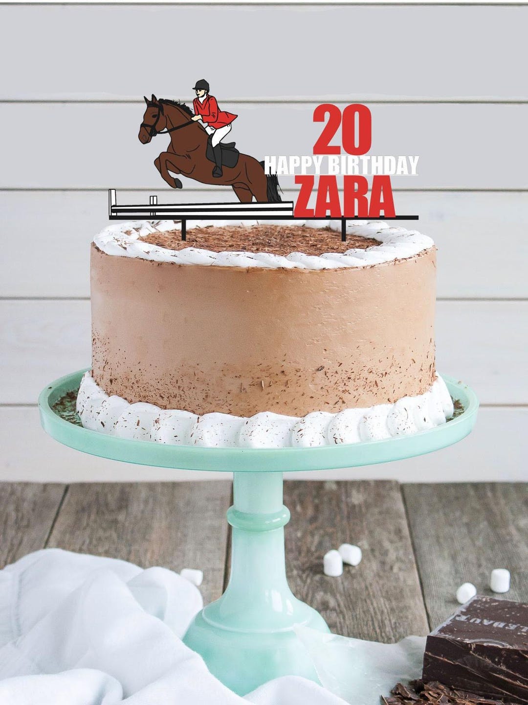 Horse Riding Show Jumping Cake Topper – Personalised – Any Colour ...