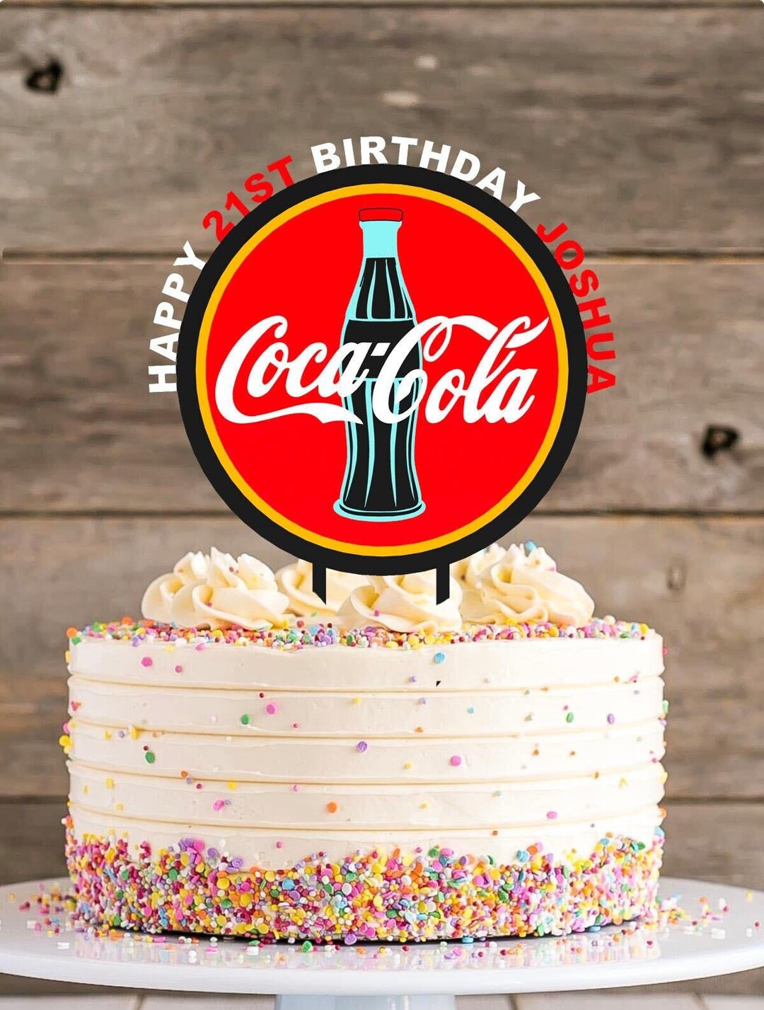 Cola Lover ANY COLOUR Coke Personalised Custom PLASTIC Cake Topper - Etsy