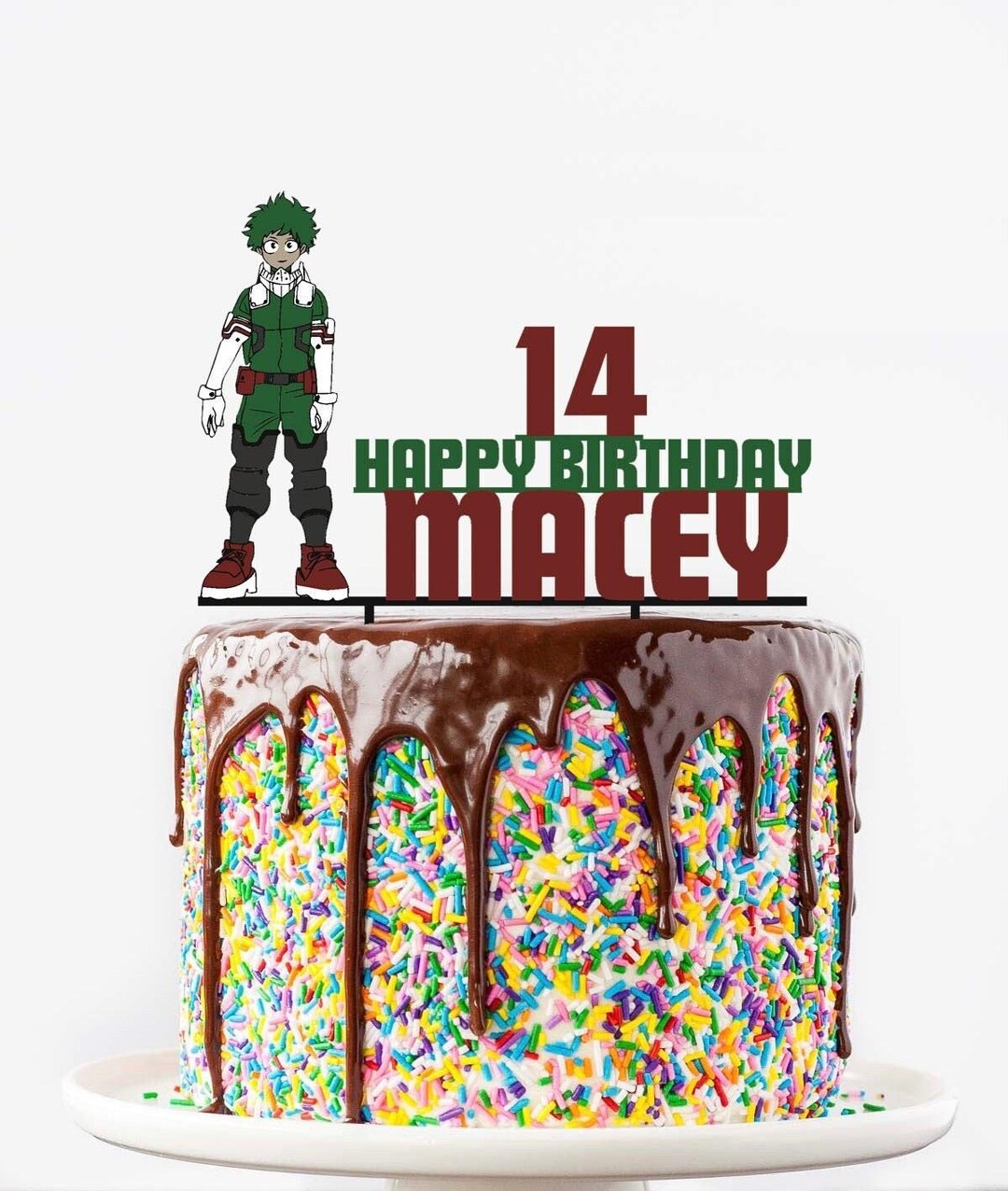 Deku My Hero Anime ANY COLOUR Personalised Custom PLASTIC Cake Topper ...