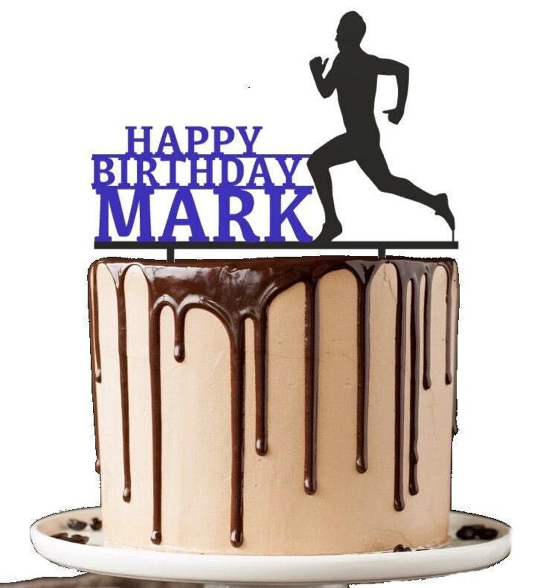 Runner Personalised Custom ANY COLOUR Mens Birthday PLASTIC Cake Topper ...