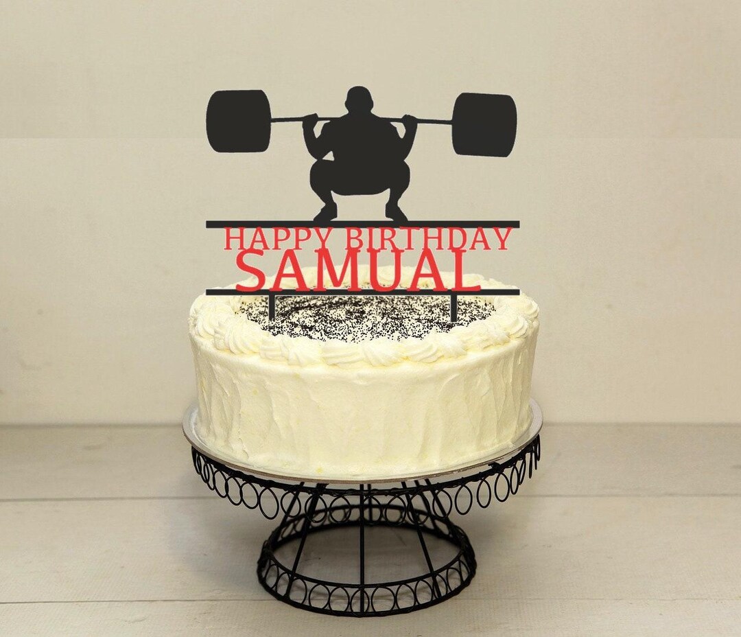 Gym Powerlifter Cake Topper – Personalised – Any Colour – Custom ...