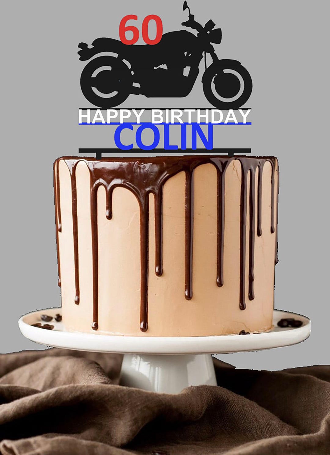 Tri Motorcycle Cake Topper – Personalised – Custom Colours – Gift for ...